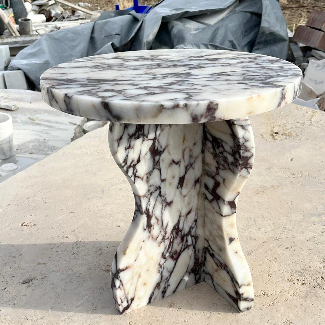 Afyon Violet Marble Coffee Table: Natural Stone Side Table - Etsy