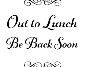 Out to lunch sign | Etsy
