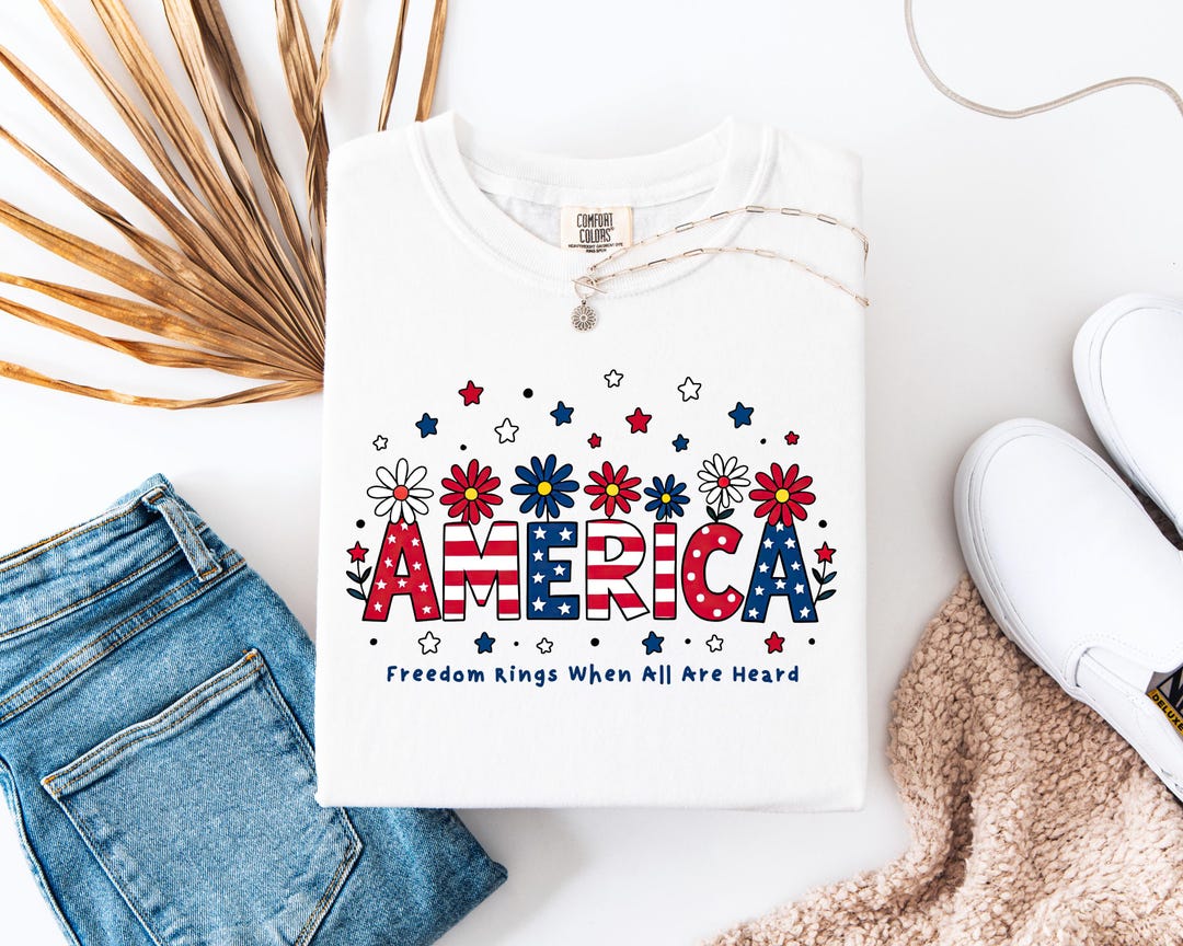 Gift for Liberal Activist, Red White Blue Floral Anti-trump Tee ...