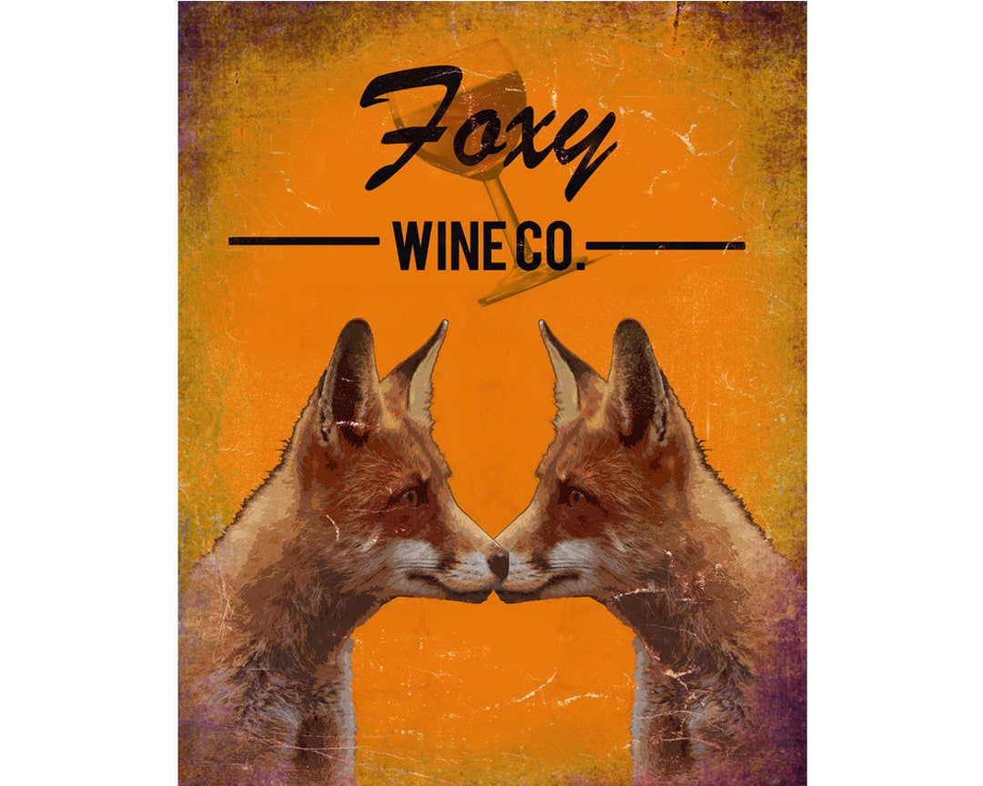 Foxy Wine Company Typography Pub Inspiration - Vintage Enamel Metal TIN ...