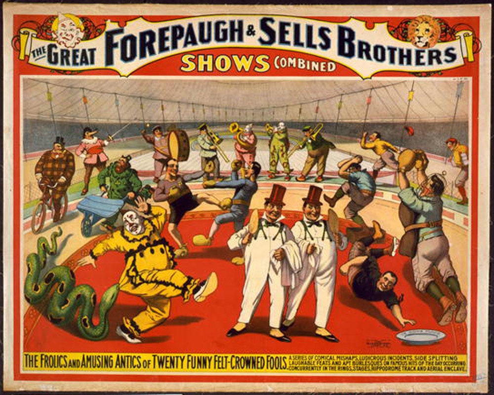 Vintage Circus Poster Clown Wall Sign Print Enamel Metal TIN SIGN Wall ...