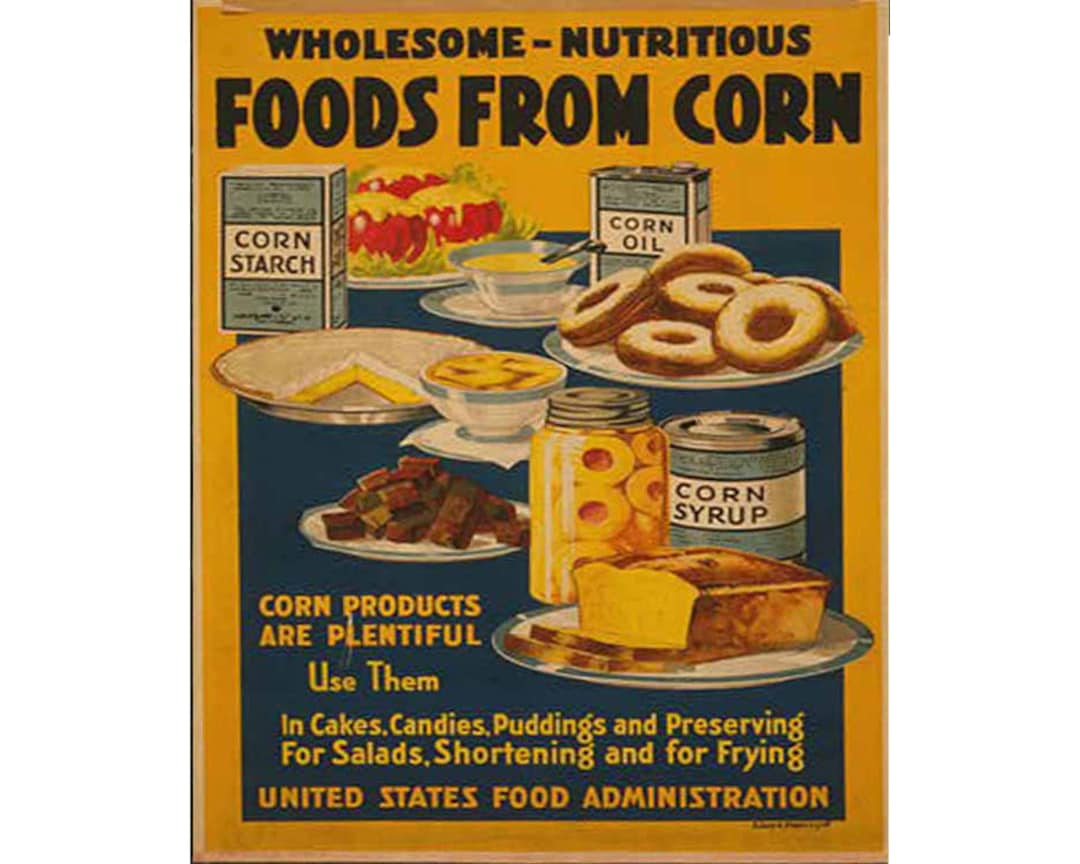 World War Propaganda Foods From Corn Vintage Advertising Enamel Metal ...