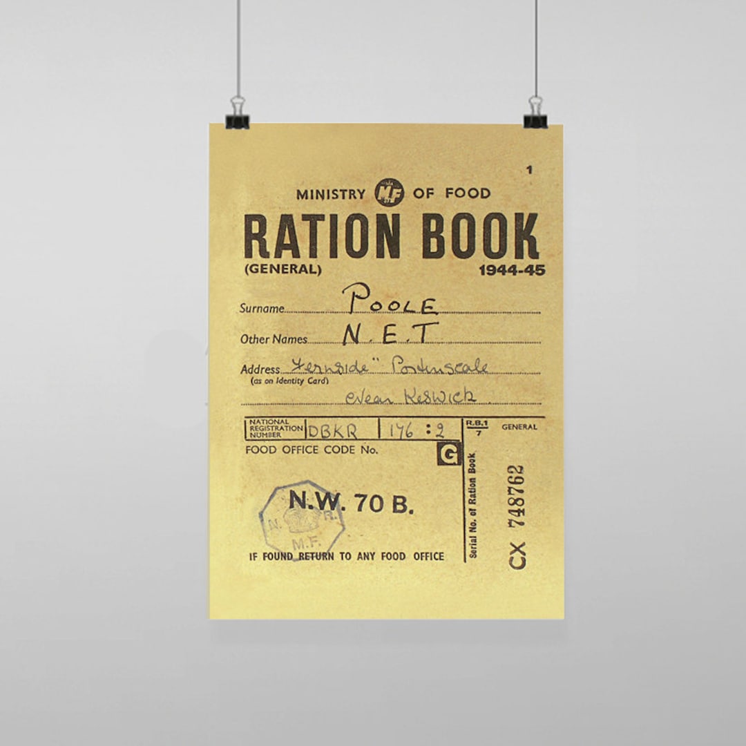 World War Propaganda Ration Book - Vintage Reproduction Wall Art Decro ...
