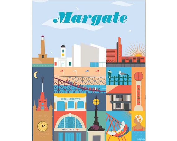 Margate Vintage Travel Advertising Enamel Metal TIN SIGN Wall | Etsy