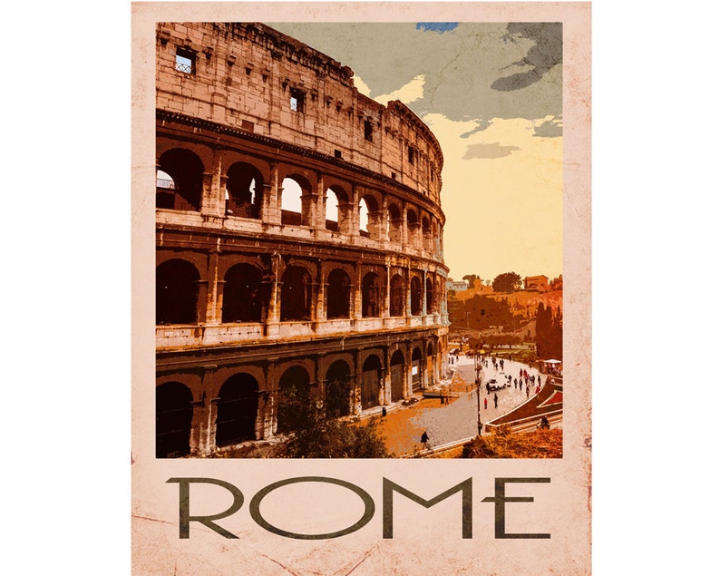 Rome Travel Vintage Travel Advertising Enamel Metal TIN SIGN Wall ...