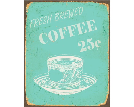 Fresh Brewed Coffee Sign Sexy Enamel Metal TIN SIGN Wall | Etsy