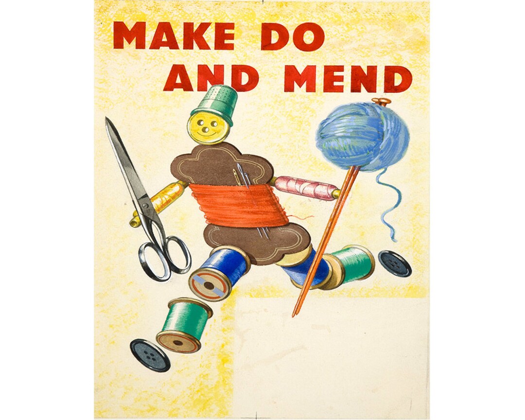 Make Do and Mend Vintage Advertising Enamel Metal TIN SIGN Wall Plaque ...