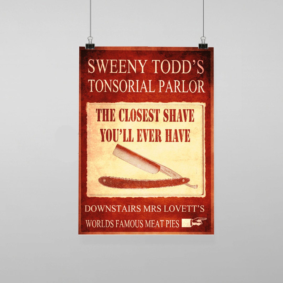Sweeny Todd Tonsorial Parlor - Vintage Reproduction Wall Art Decro ...