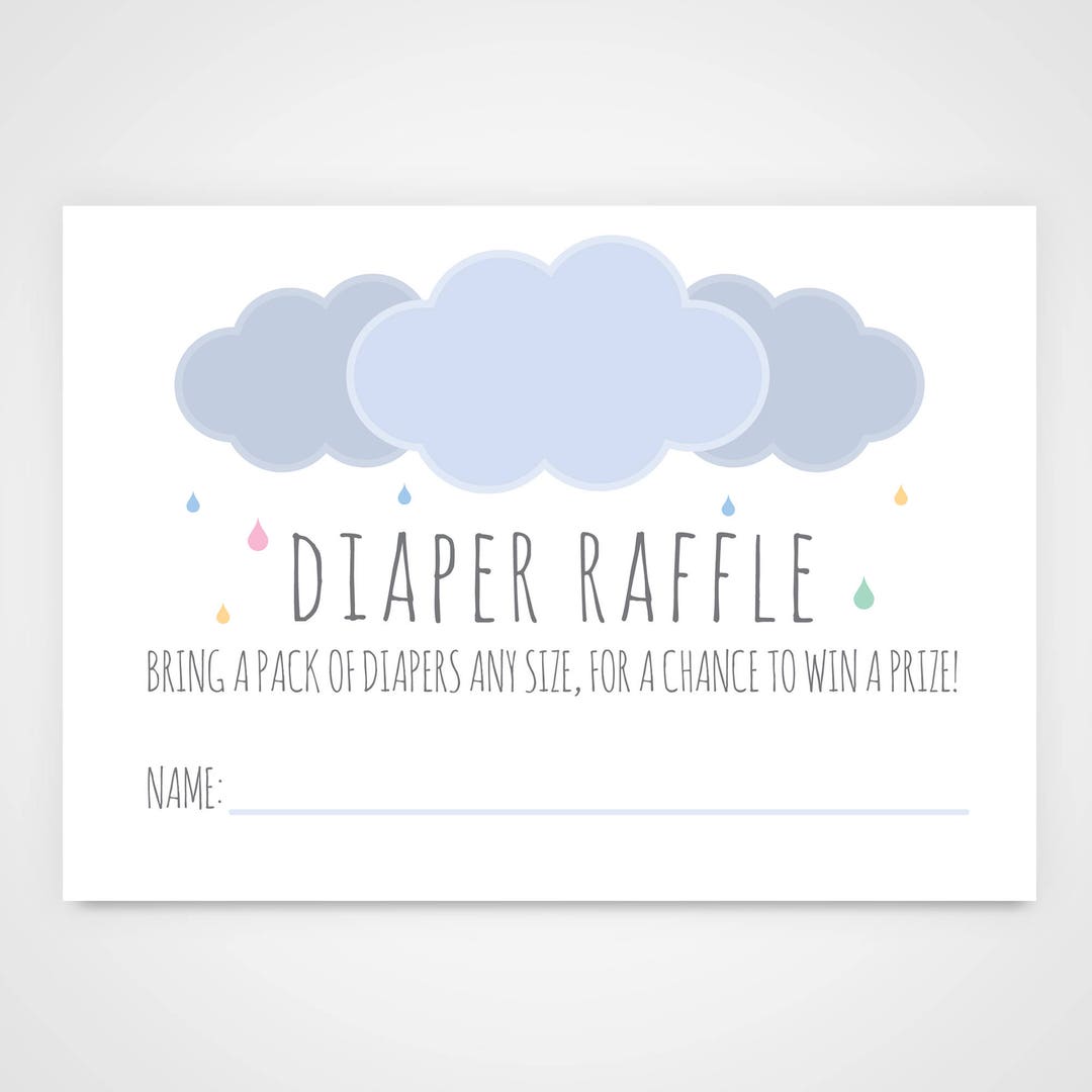 Diaper Raffle Card/ Rain Cloud/ Rain Shower/ Diaper Raffle Sign, Diaper ...