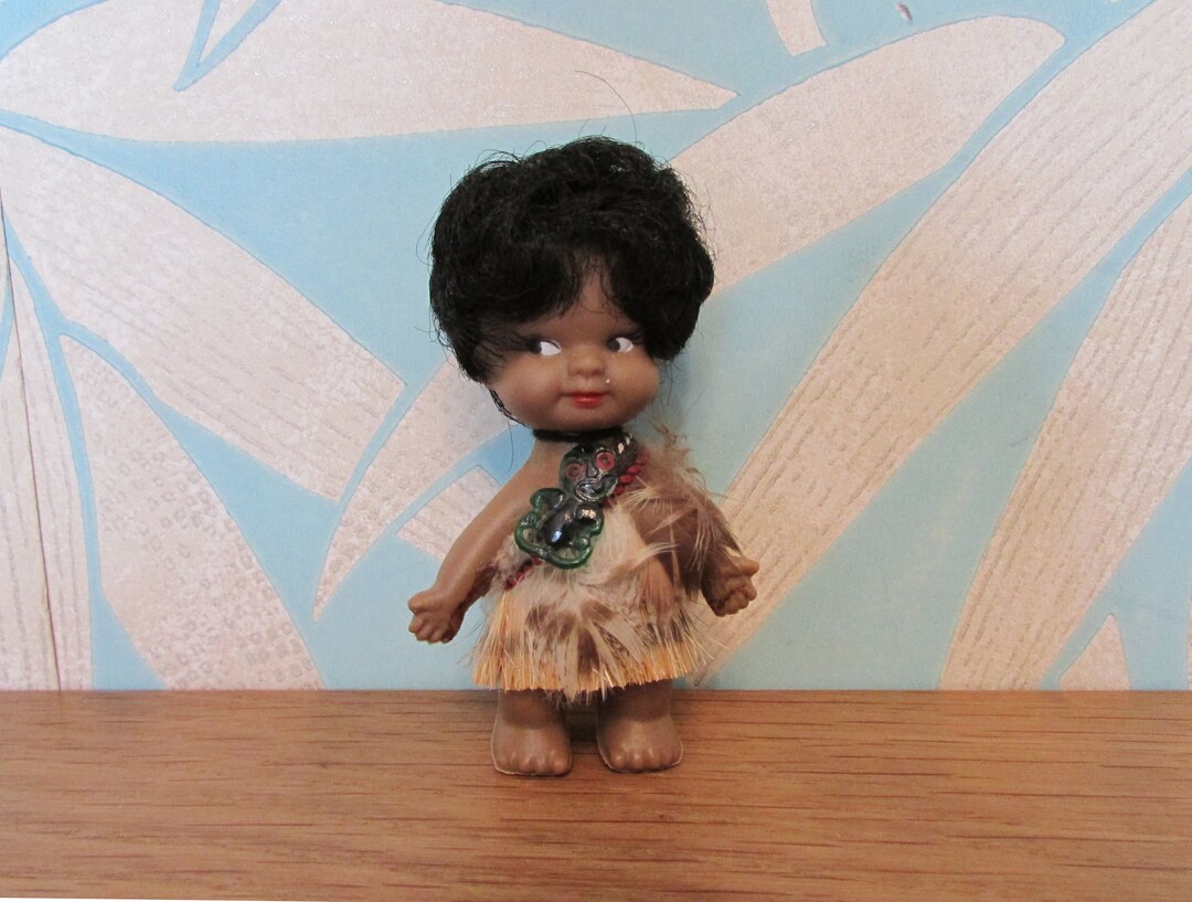 Vintage New Zealand plastic Maori souvenir doll in traditional dress ...