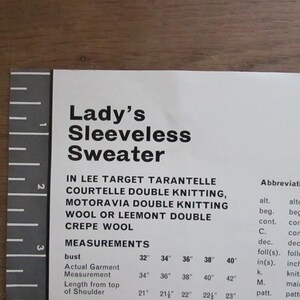 1966 Lee Target 6602 Knitting Pattern for Lady's Sleeveless Sweater, 32 ...