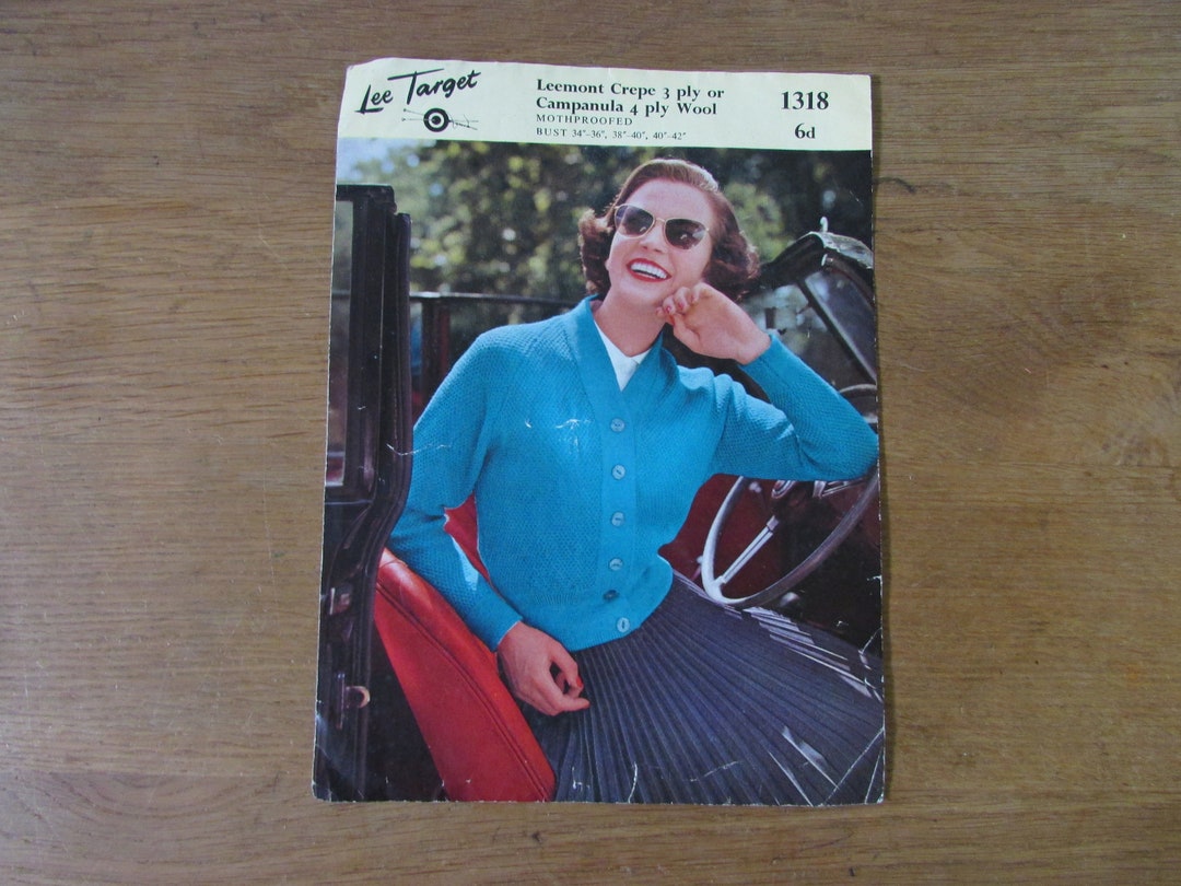 1950s Lee Target 1318 Knitting Pattern for Cardigan - Etsy