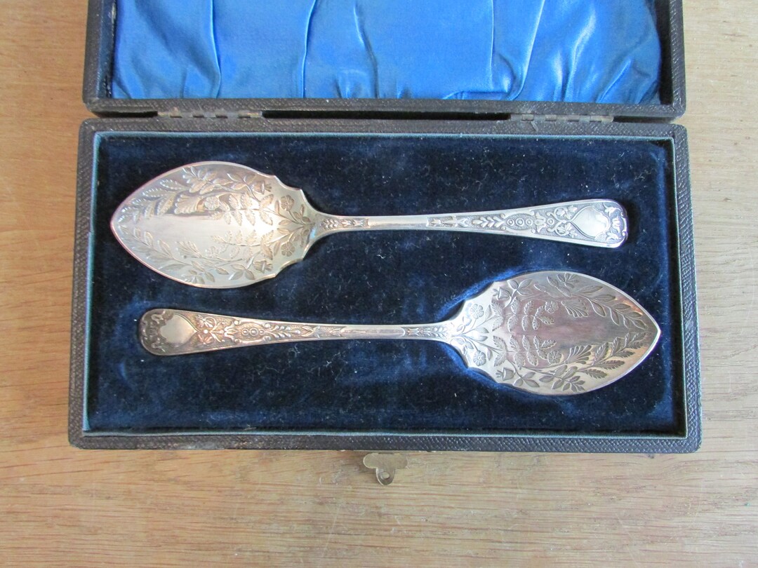 Antique EP GS Silver Plate Leaf Embossed Spoons - Etsy UK