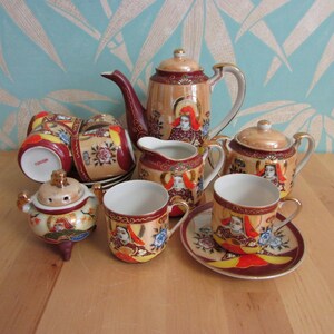 Delicate vintage hand-painted Japanese Samurai tea set with - Etsy 日本