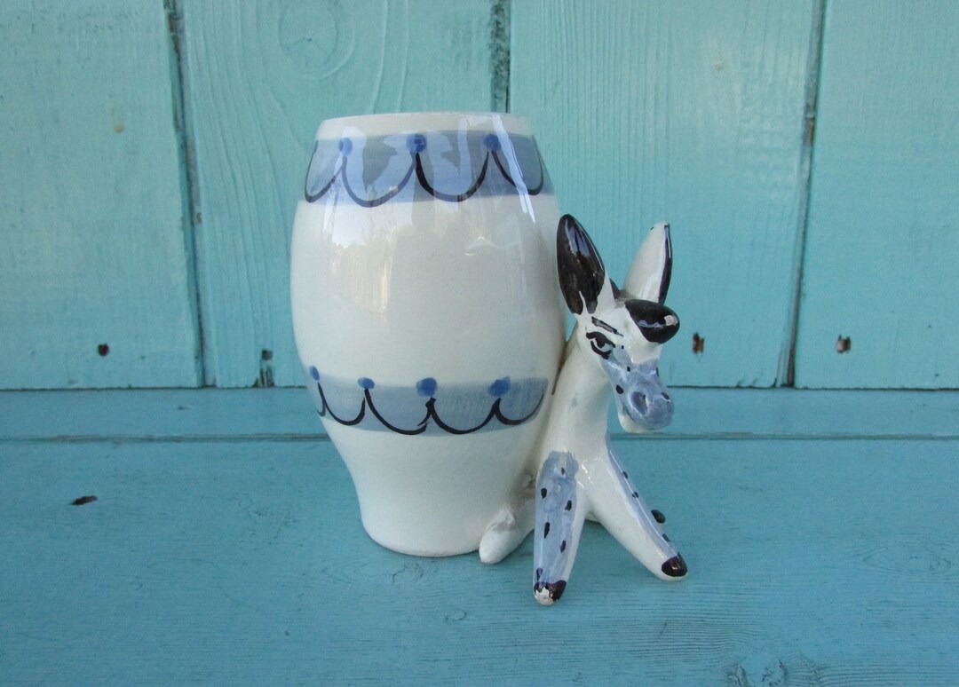 1960s Italian Blue & White Ceramic Donkey Planter/bud Vase - Etsy UK
