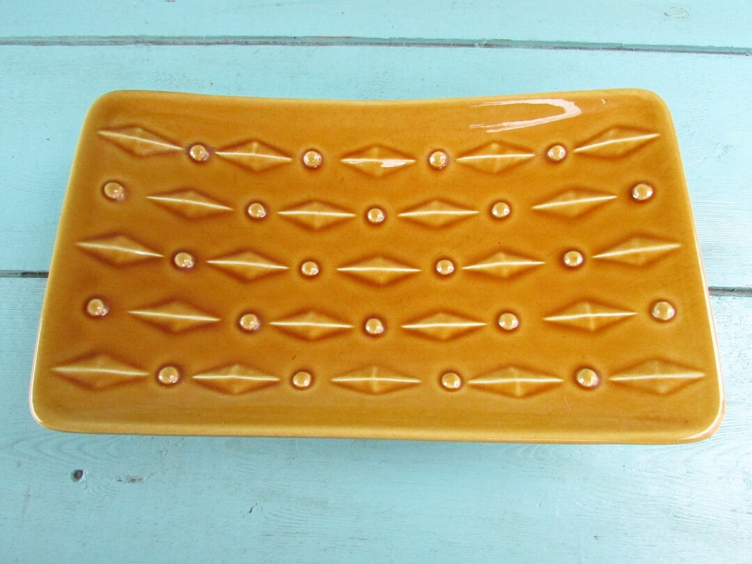 1960s Withernsea Eastgate Pottery Golden Honey Textured Rectangular ...