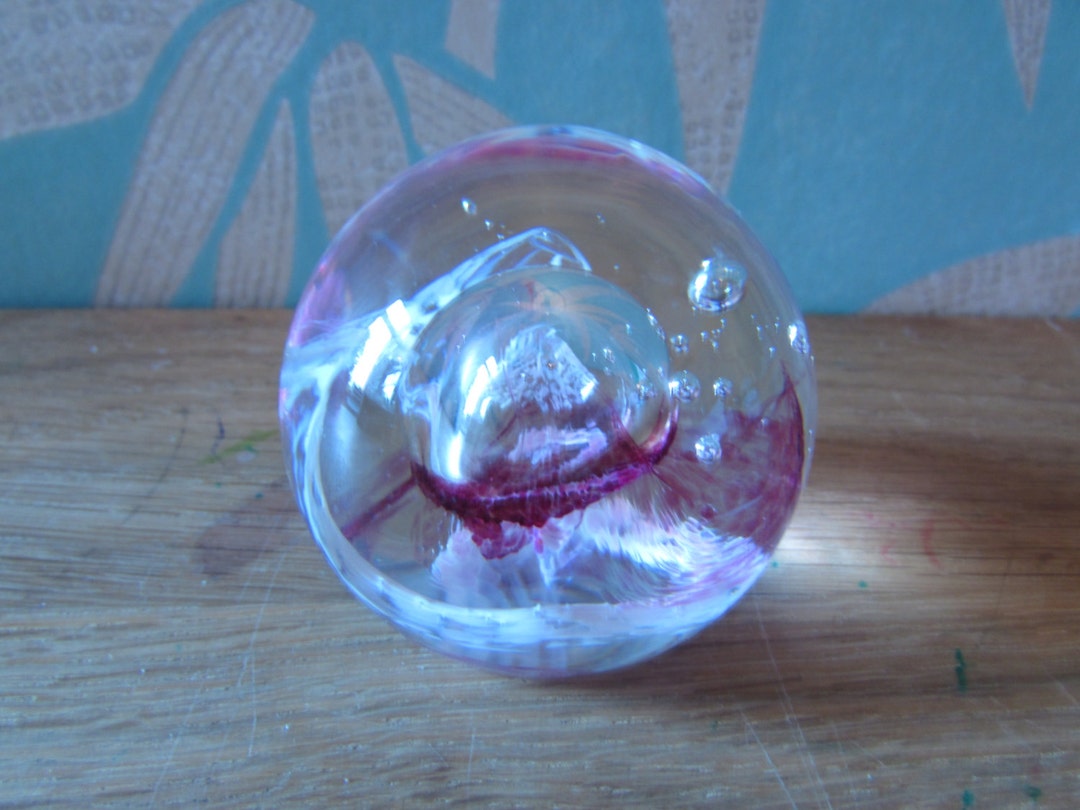 Caithness Glass Pink & White Moon Crystal Paperweight - Etsy UK