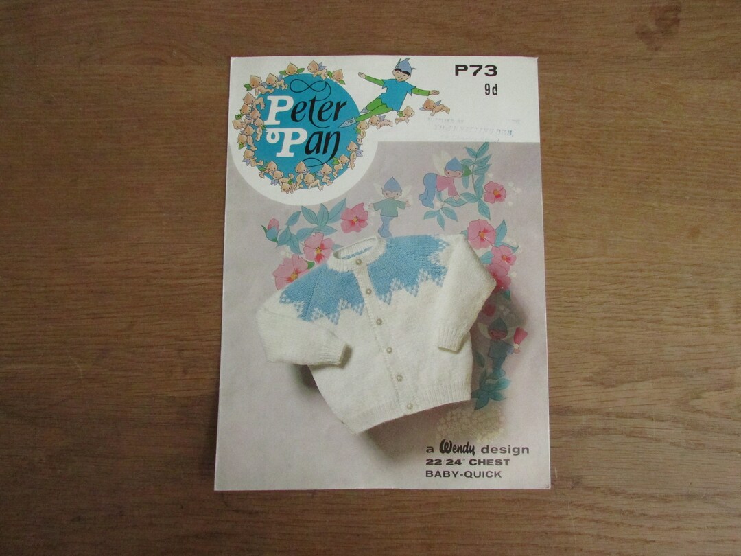 1960s Wendy Design Peter Pan P73 Knitting Pattern for Infant's Cardigan ...