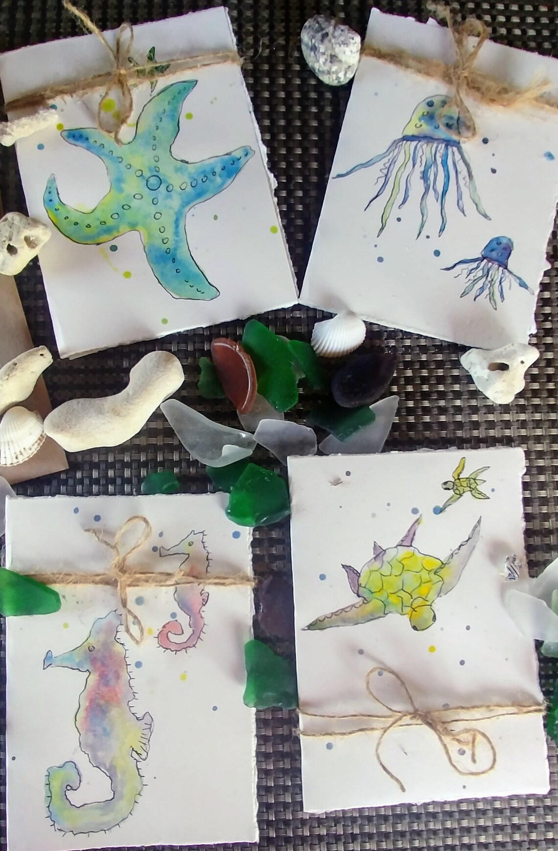 Hand Painted sea Creatures Cards - Etsy