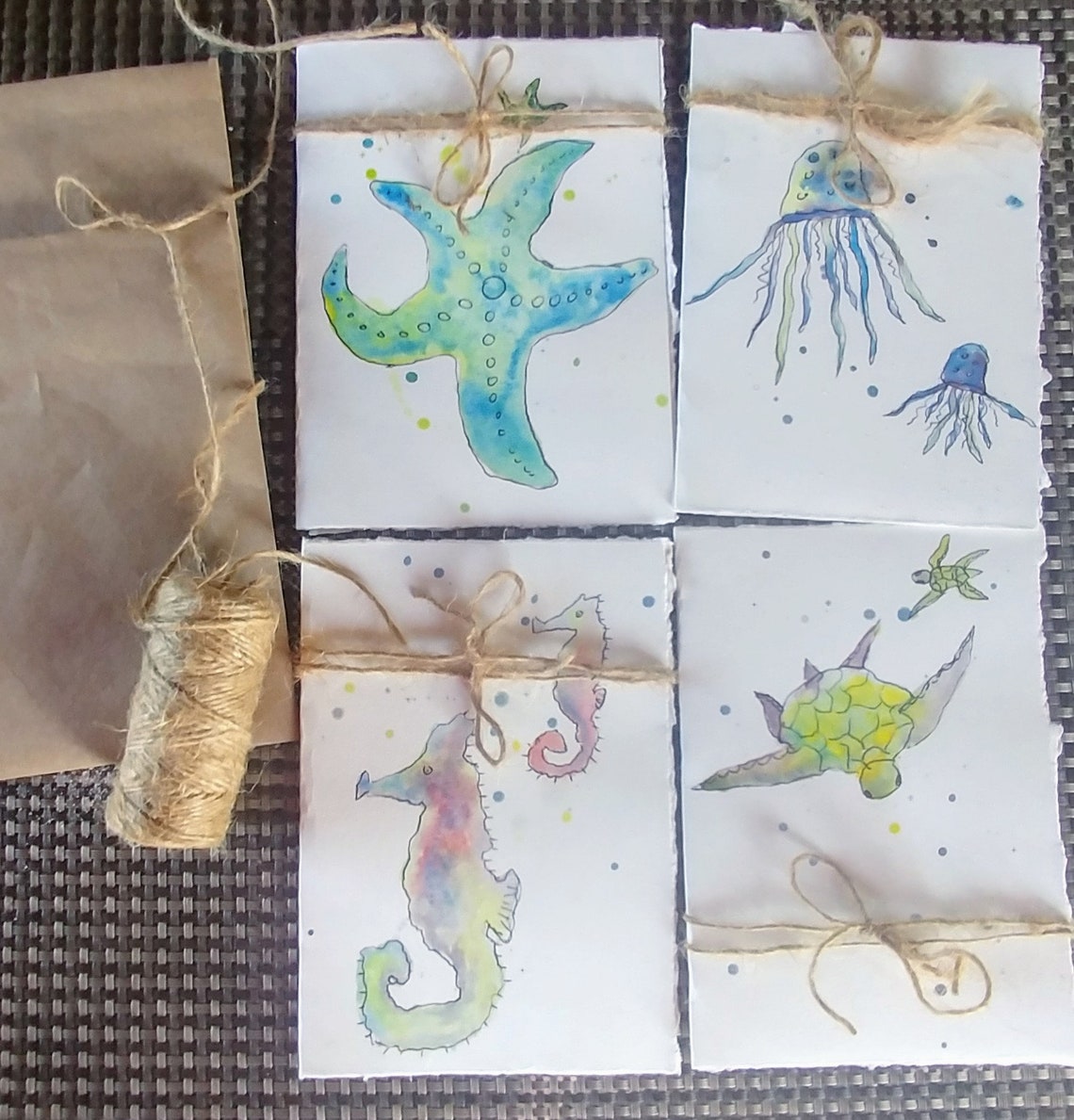 Hand Painted sea Creatures Cards - Etsy