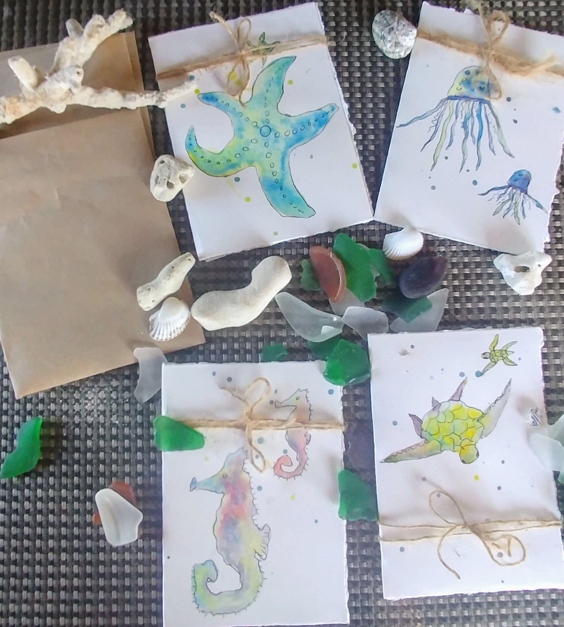 Hand Painted sea Creatures Cards - Etsy