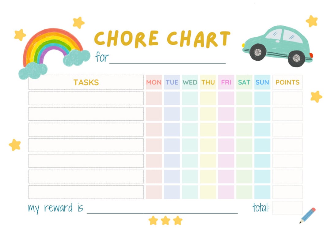 Custom Chore Chart Download - Etsy