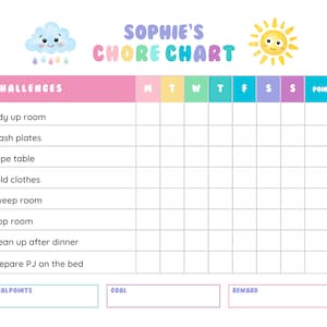 Custom Chore Chart Download - Etsy