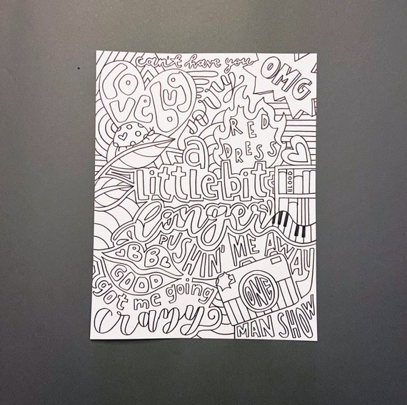 A Little Bit Longer Album Coloring Page 8.5x11 | Etsy