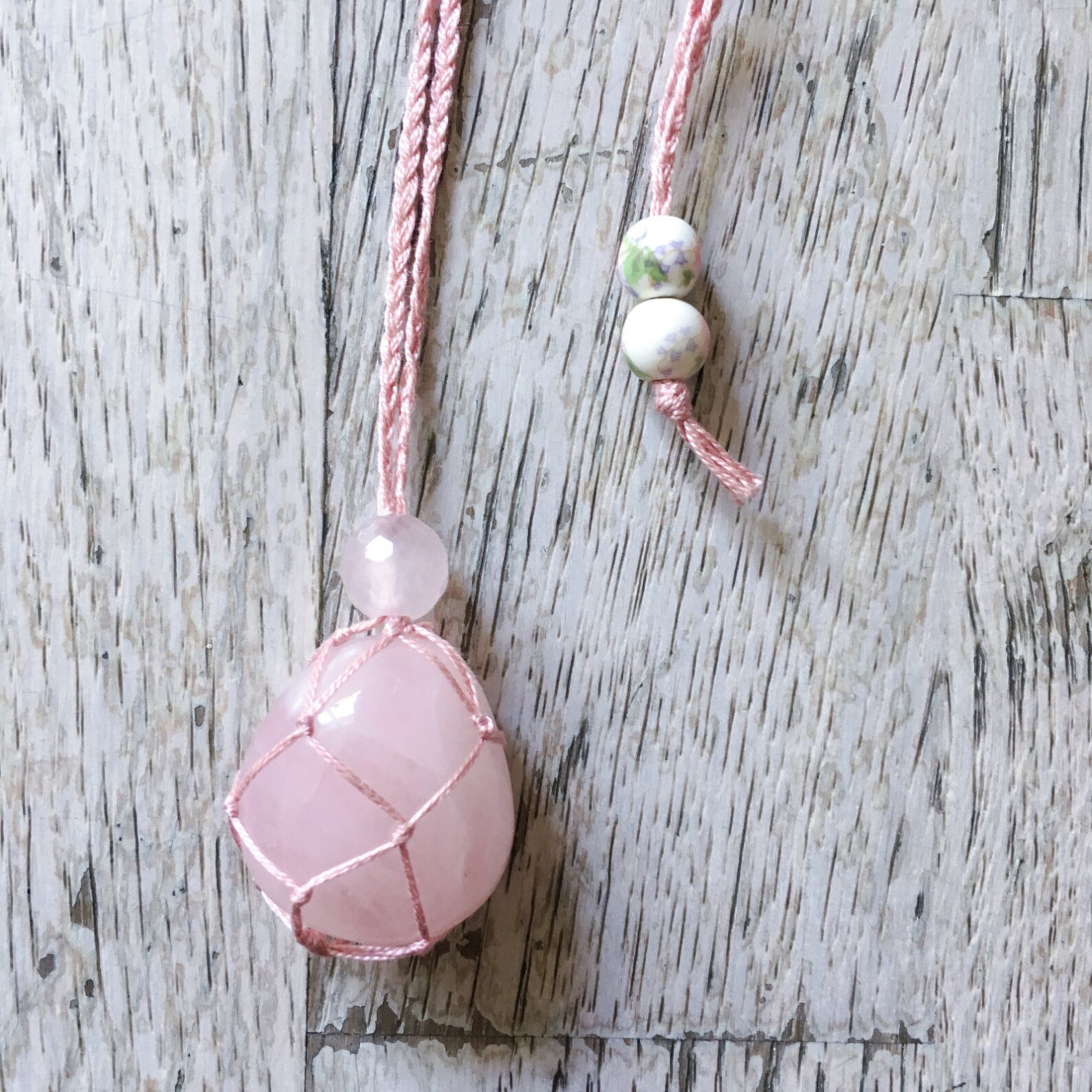 Rose Quartz Macrame Necklace for Love of Self and Love From - Etsy