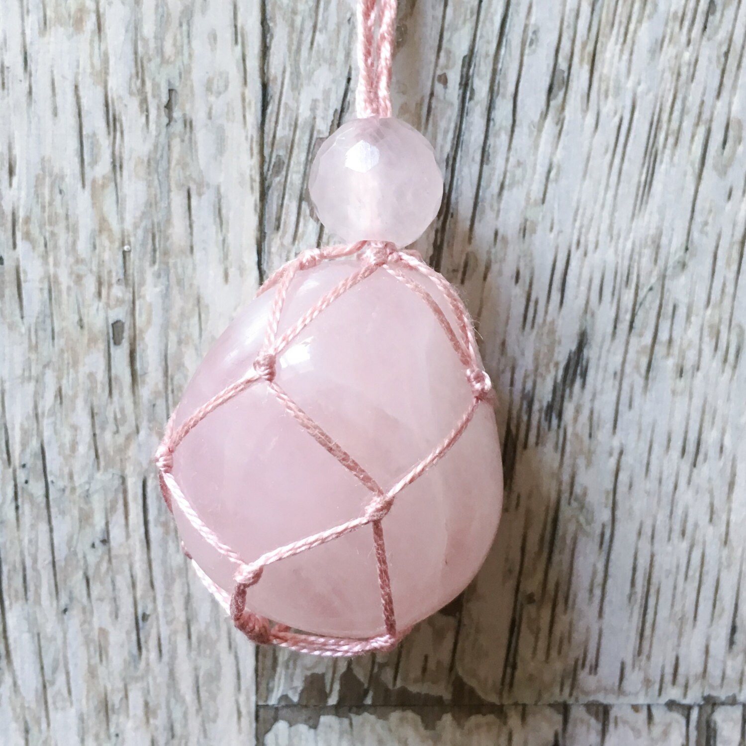 Rose Quartz Macrame Necklace for Love of Self and Love From - Etsy
