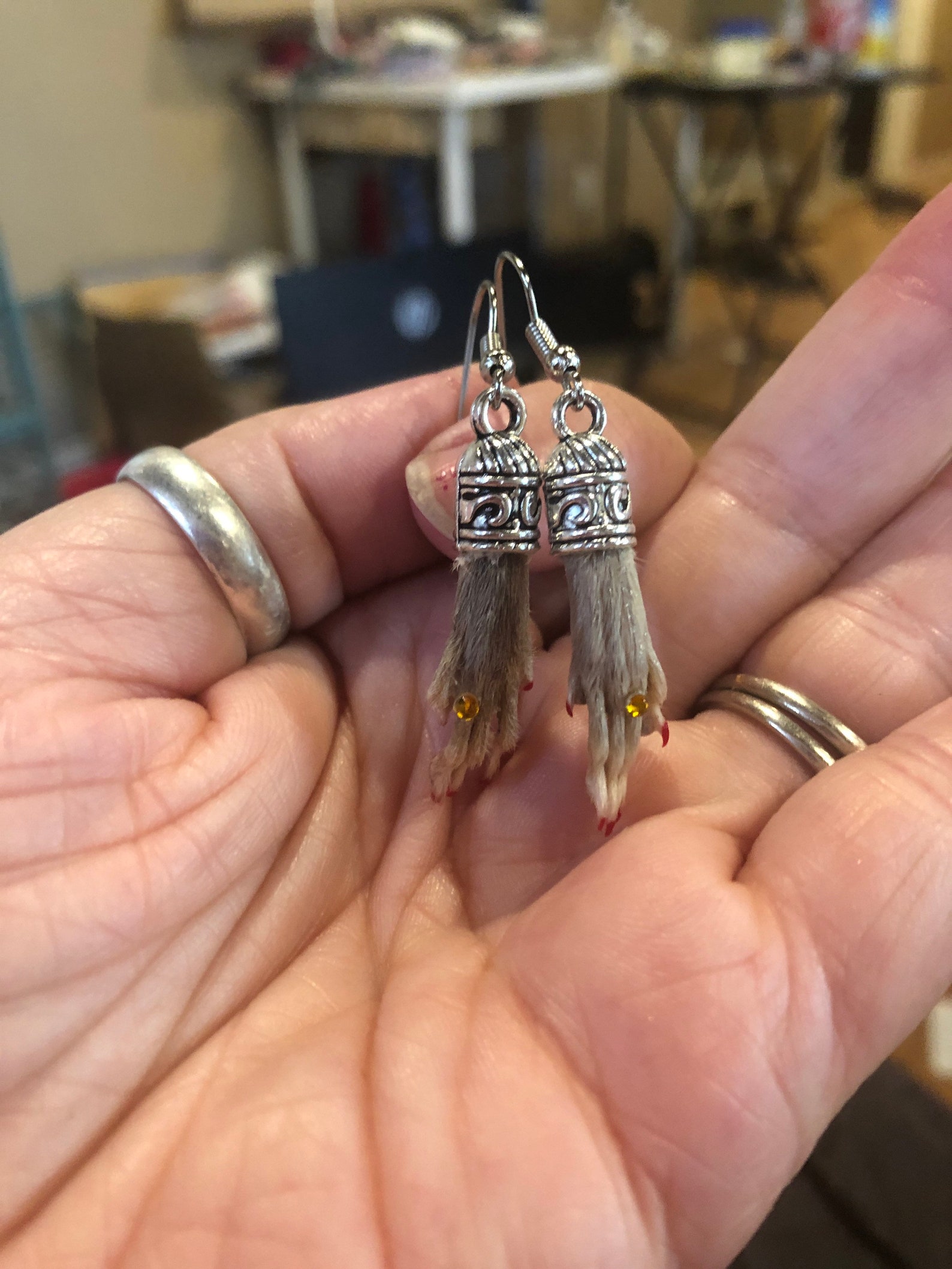 Taxidermy Rat Feet With Painted Nails and Rhinestone Ring - Etsy