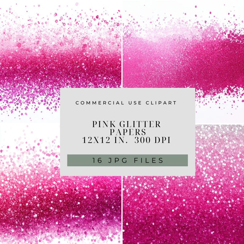 Pink Glitter Digital Papers, Instant Download, Commercial Use ...