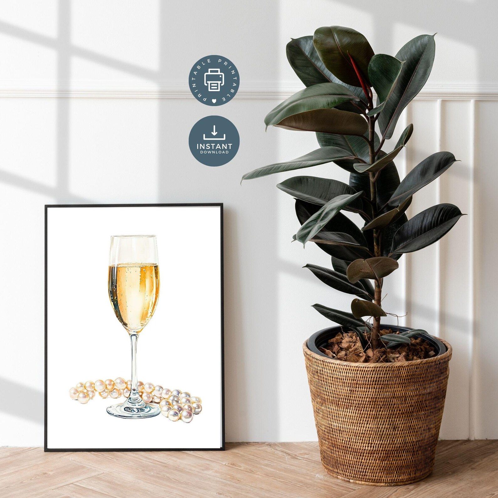 Prosecco Pearls Wall Art Digital Printable Poster Print, Pearls ...