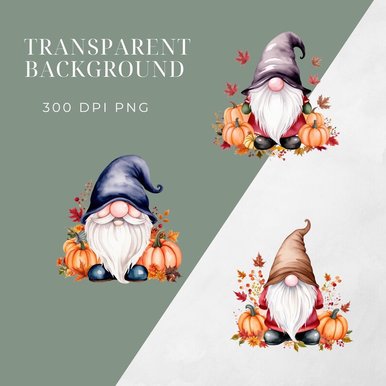 Halloween Gnome Fall Autumn Clip Art Bundle, Transparent PNG ...