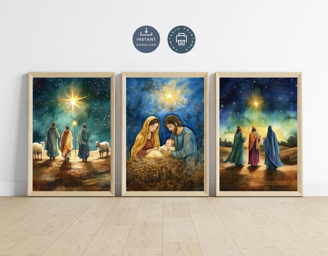 Religious Christian Catholic Christmas Nativity Scene Wall Art, Set of ...