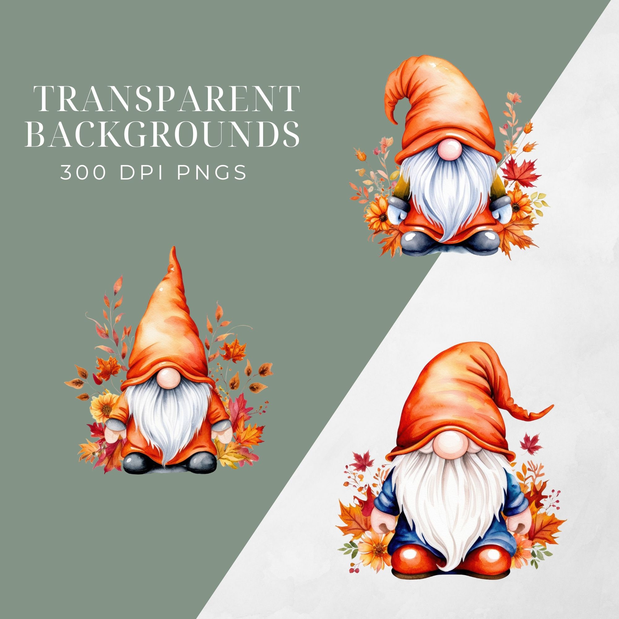 Halloween Gnome Fall Autumn Clip Art Bundle, Transparent PNG ...