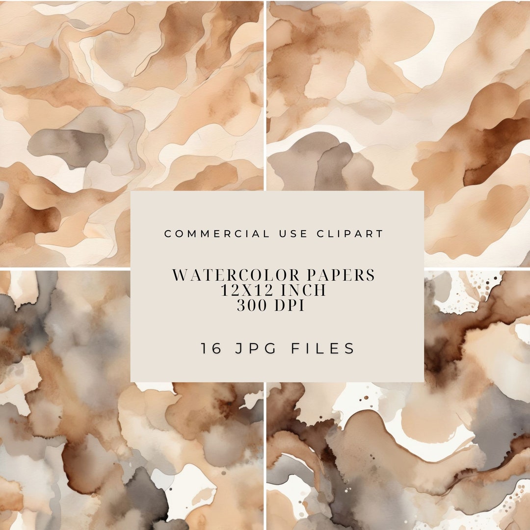 Neutral Watercolor Texture Clipart: Beige, Brown, Gray (JPG Files) - Etsy