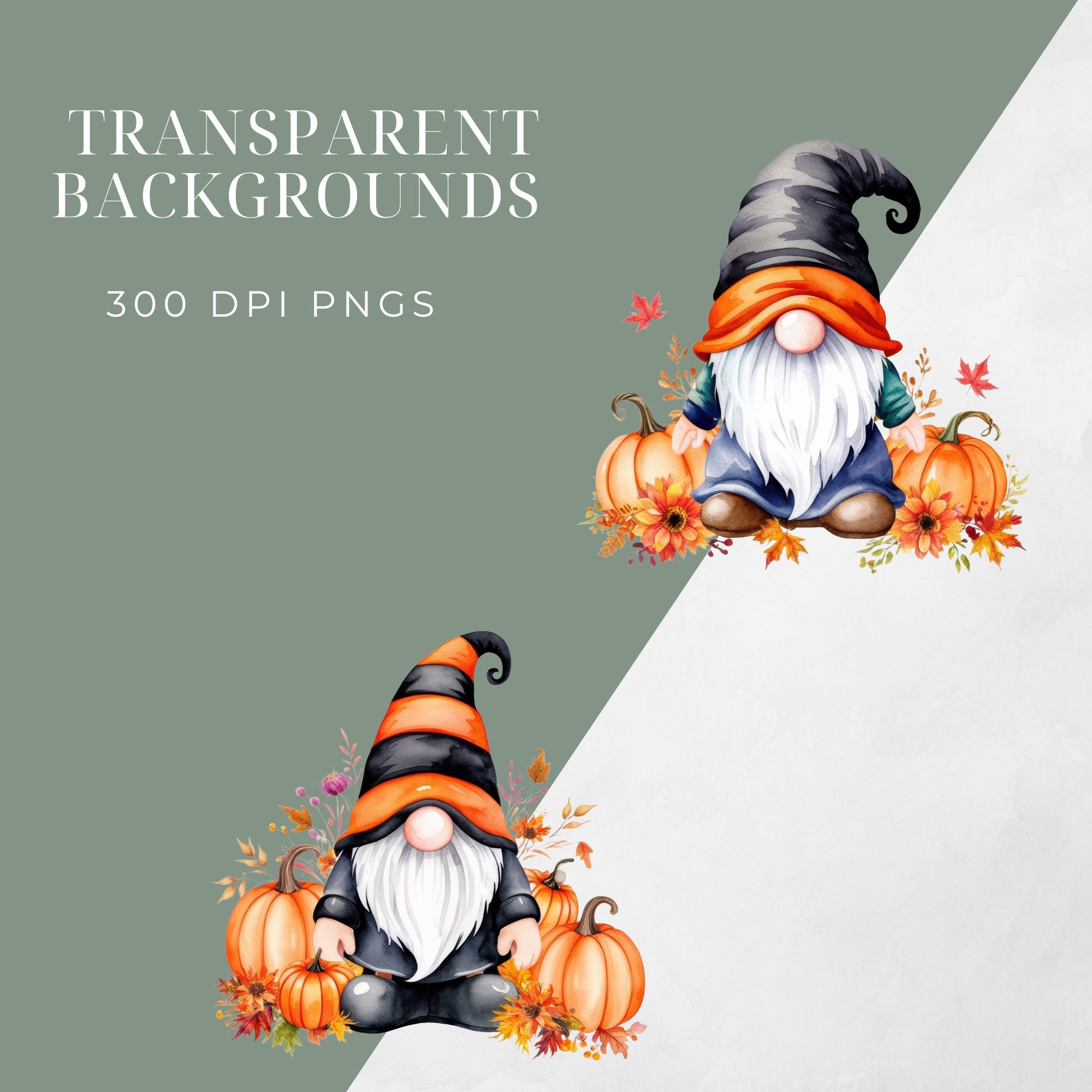 Halloween Gnome Fall Autumn Clip Art Bundle, Transparent PNG ...