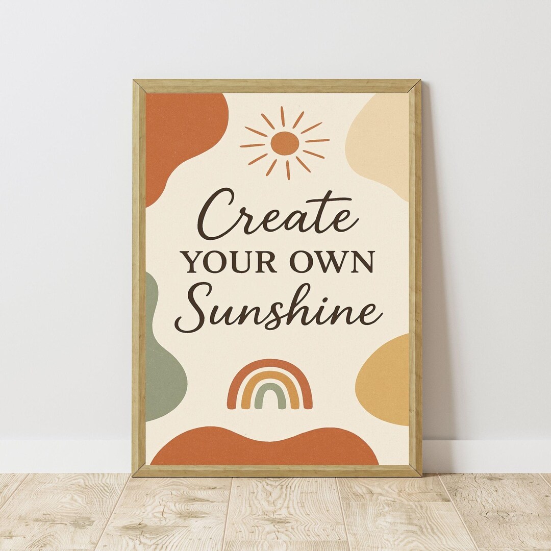 Boho Positive Affirmation Inspirational Motivational Wall Art Quote ...