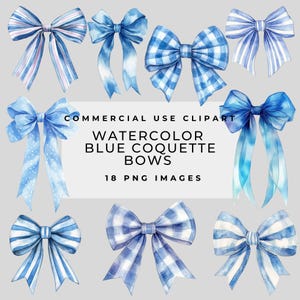 Blue Bows Clip Art Bundle Pack, Transparent PNG, Coquette Aesthetic ...