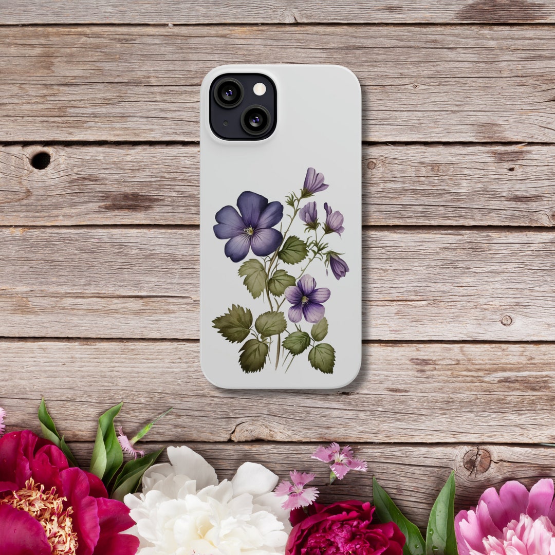 Violets Purple Flower Floral Wildflower Slim iPhone Case, iPhone 15 ...