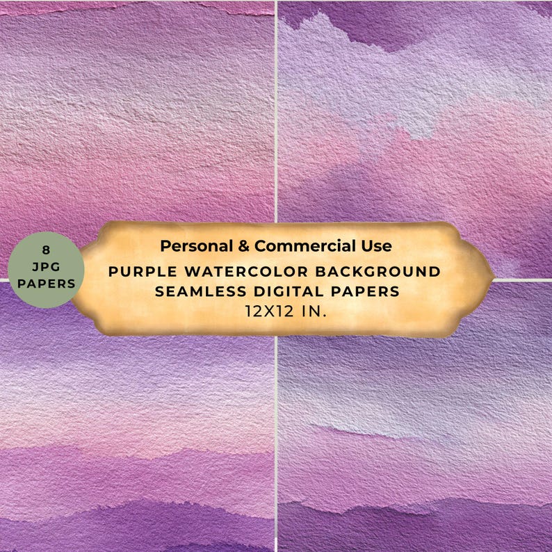 Purple Pink Blue Ombre Watercolor Seamless Digital Papers, Scrapbook ...
