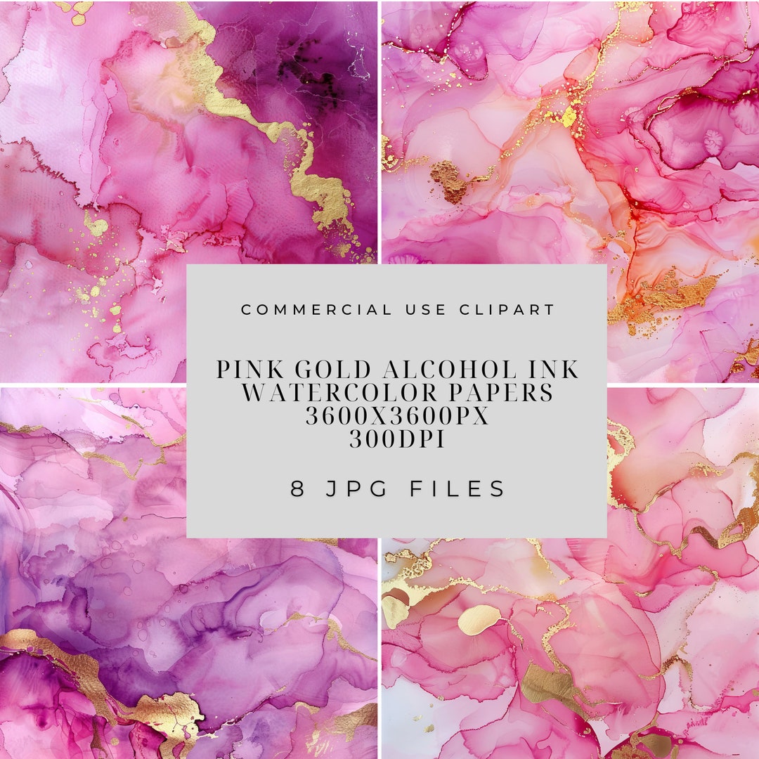 Pink Magenta Purple Gold Glitter Alcohol Ink Digital Papers Backgrounds ...