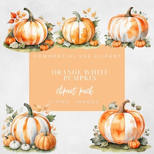 Orange White Watercolor Pumpkin Clip Art, Transparent PNG, Commercial ...
