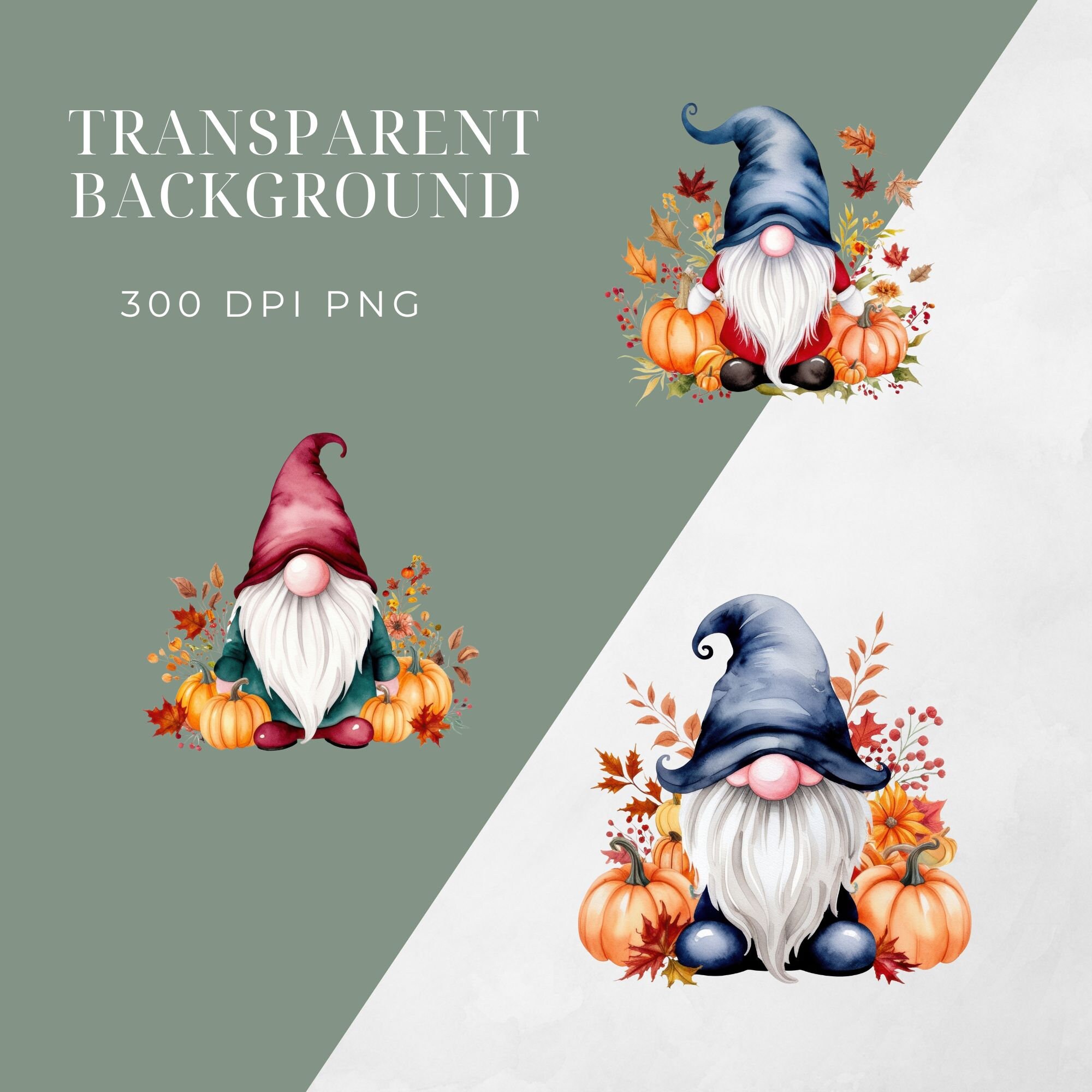 Halloween Gnome Fall Autumn Clip Art Bundle, Transparent PNG ...