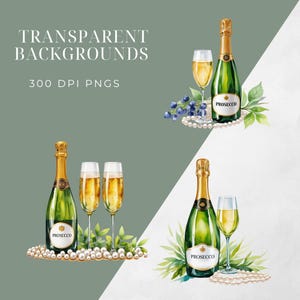 Pearls Prosecco Clip Art, Watercolor Transparent PNG, Commercial Use ...