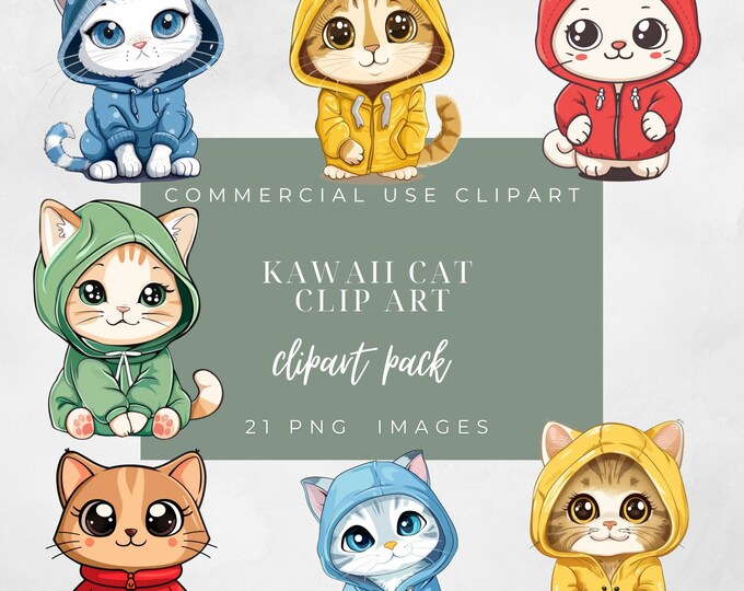 CAT Clipart, Pet Clipart, Commercial Use, Kawaii Clipart, Pet Food ...
