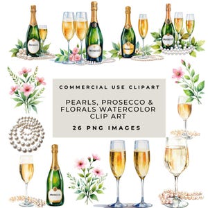 Pearls Prosecco Clip Art, Watercolor Transparent PNG, Commercial Use ...