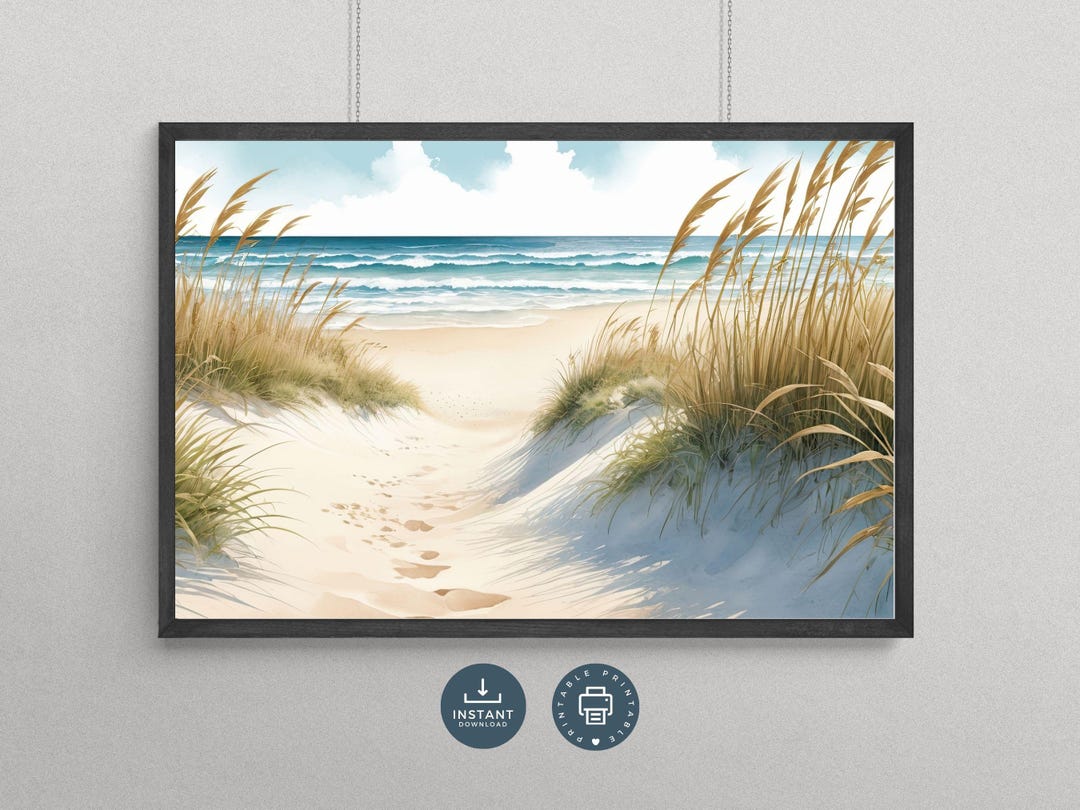 Beach Sand Dunes Watercolor Print: Coastal Pathway Art (digital ...