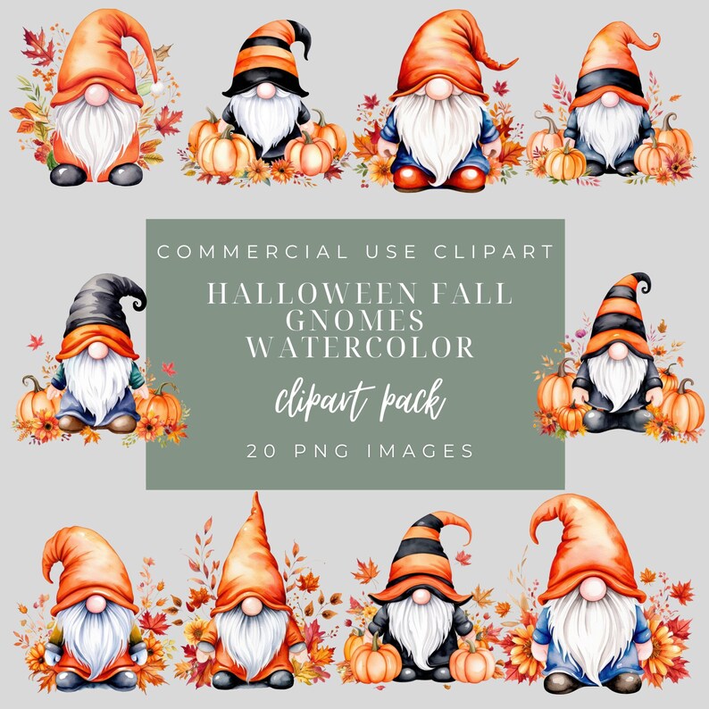 Halloween Gnome Fall Autumn Clip Art Bundle, Transparent PNG ...